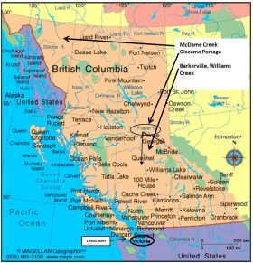 Map of British Columbia Gold Fields and Related Places | British ...