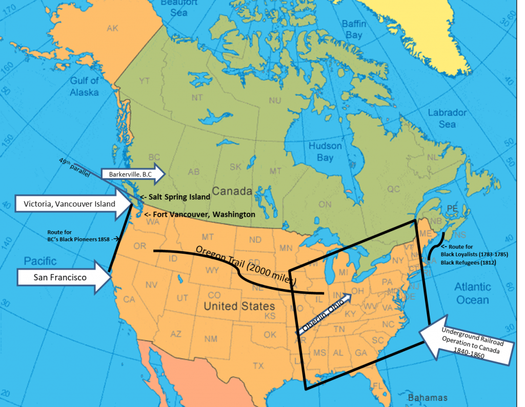 Map of North America showing Black migrations | British Columbia’s ...