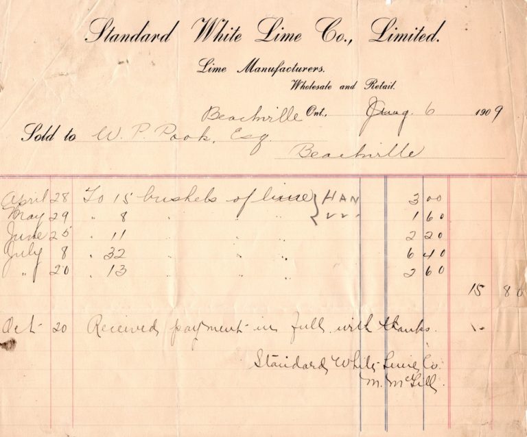 A Receipt from Standard White Lime | Bedrock of Beachville: The History ...