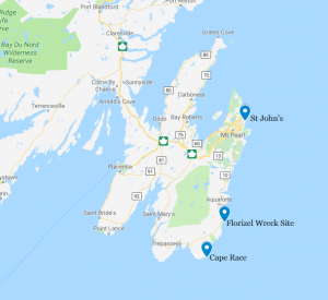 Map of Florizel Locations | The Loss of the SS Florizel