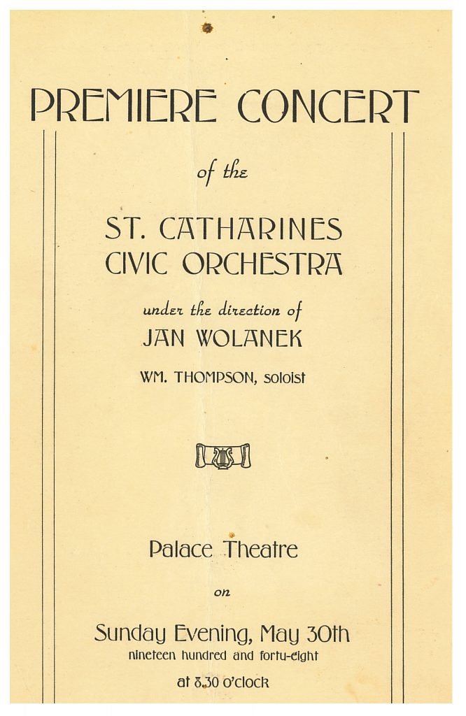 First Concert Programme | On the Down Beat – 70 Years of the Niagara ...