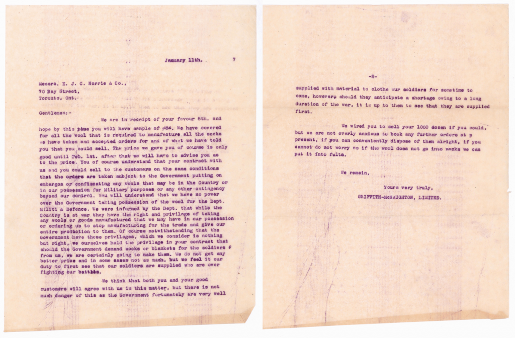 Letter from Griffith and McNaughton, Ltd. to E.J.C. Norrie and Co ...